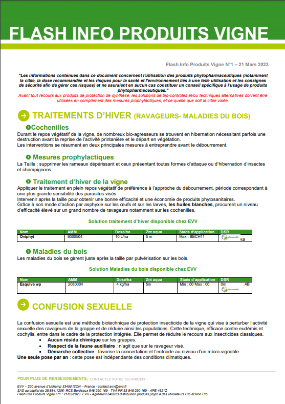 Flash Infos Produits n°15 - 12/07/2023 - EVV